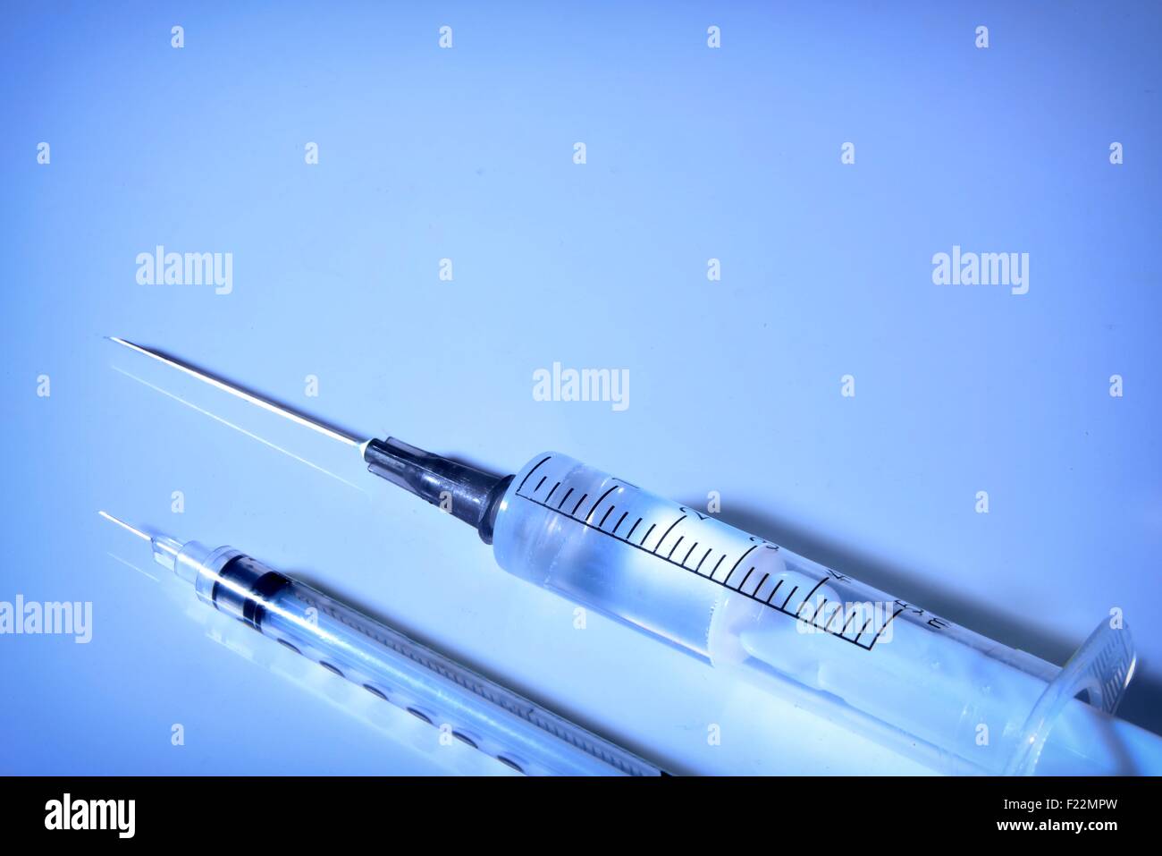 plastic medical syringe and ampoule with needle before make drug ...