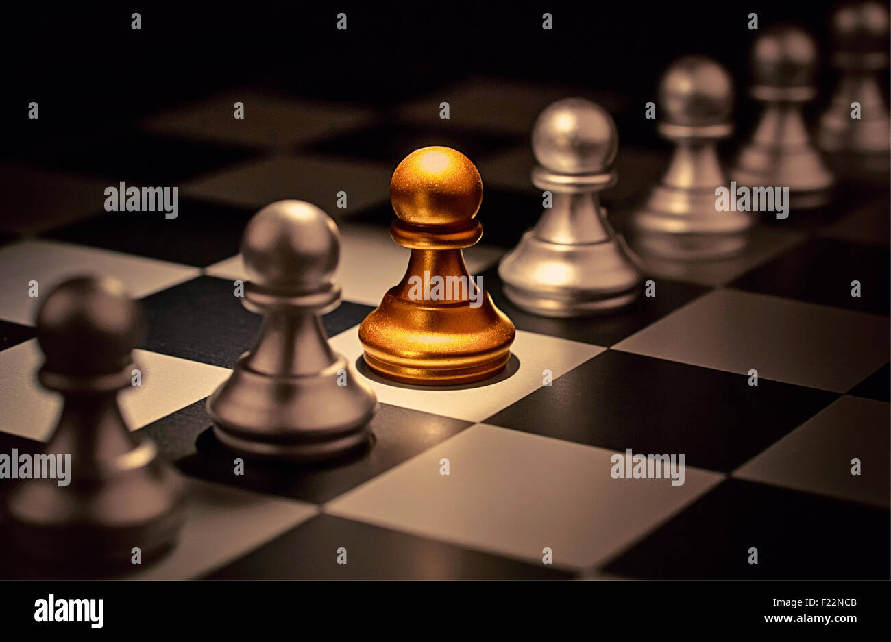 Stand out of a crowd individuality concept Odd Chess Piece Stock Photo ...