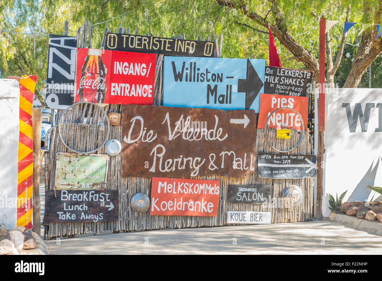WILLISTON, SOUTH AFRICA - AUGUST 10, 2015: Gate of the Williston Mall ...