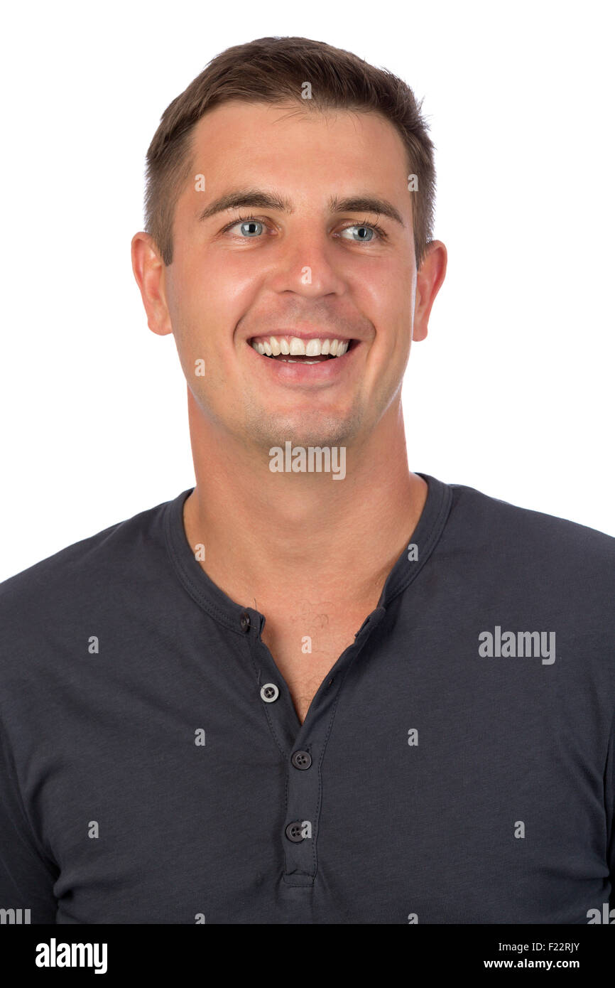 Portrait of a young smiling man close up. Isolate on white Stock Photo ...