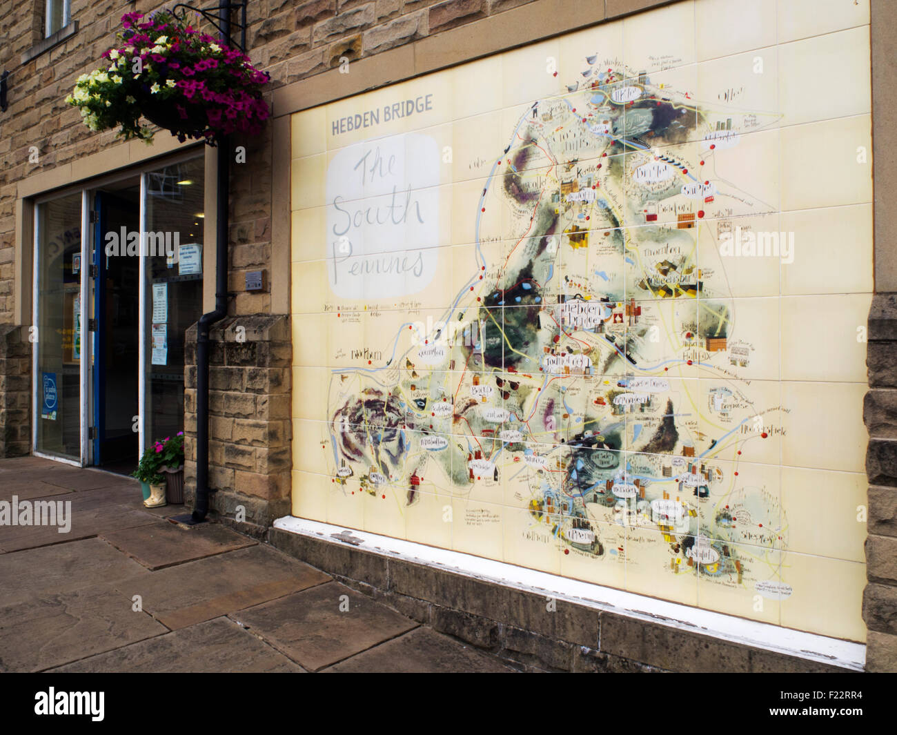 South Pennines Map Mural at Hebden Bridge Tourist Information Centre ...