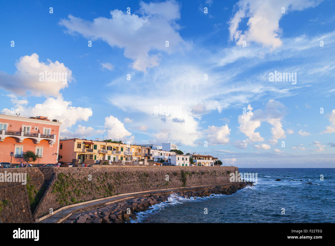 Coastal cityscape of Forio of Ischia, a town in the Metropolitan City ...