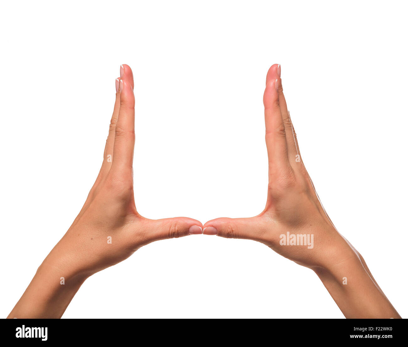 Woman hands holding something invisible Stock Photo - Alamy