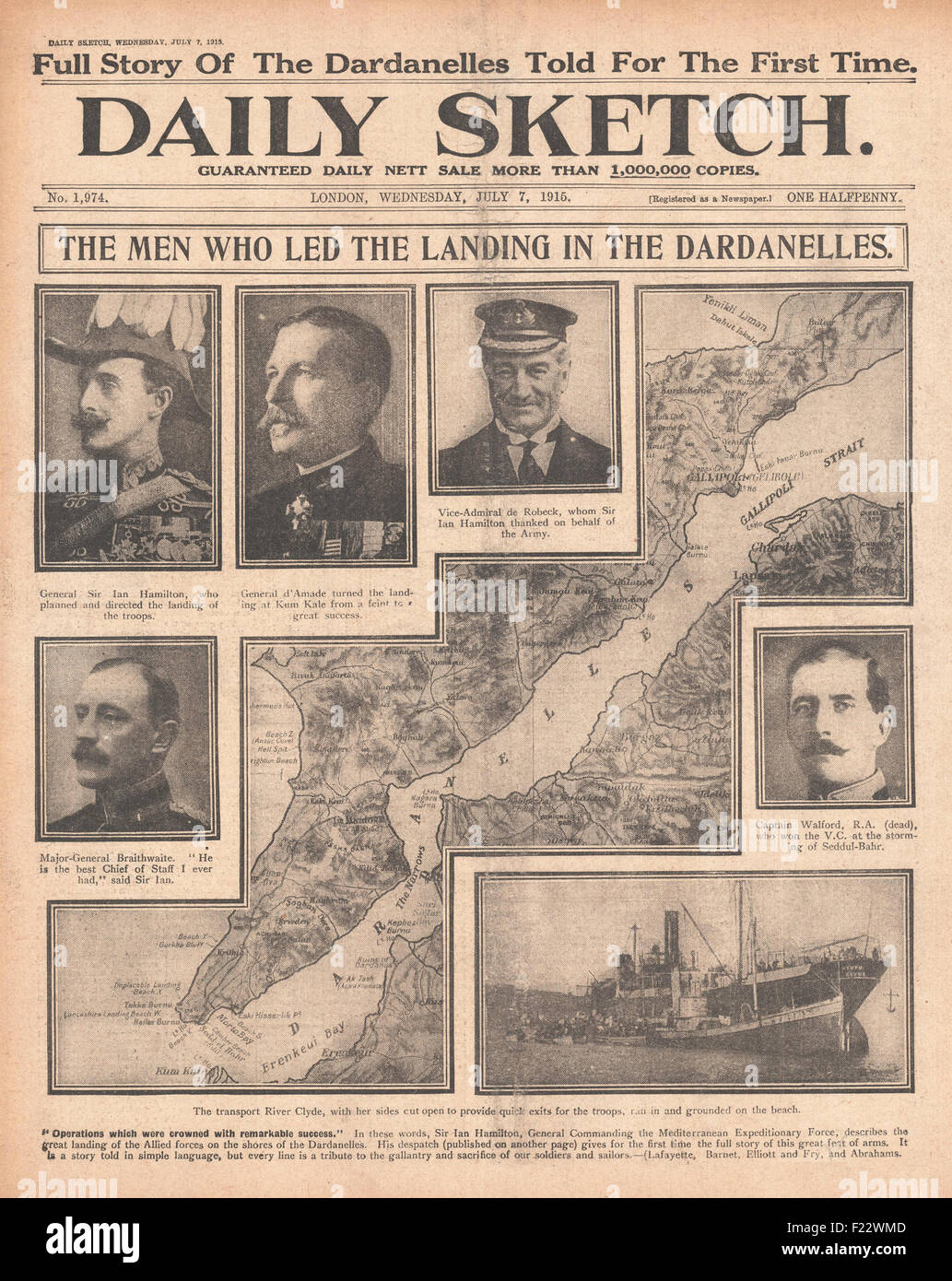 1915 Daily Sketch Commanders of Dardanelles Campaign Stock Photo - Alamy