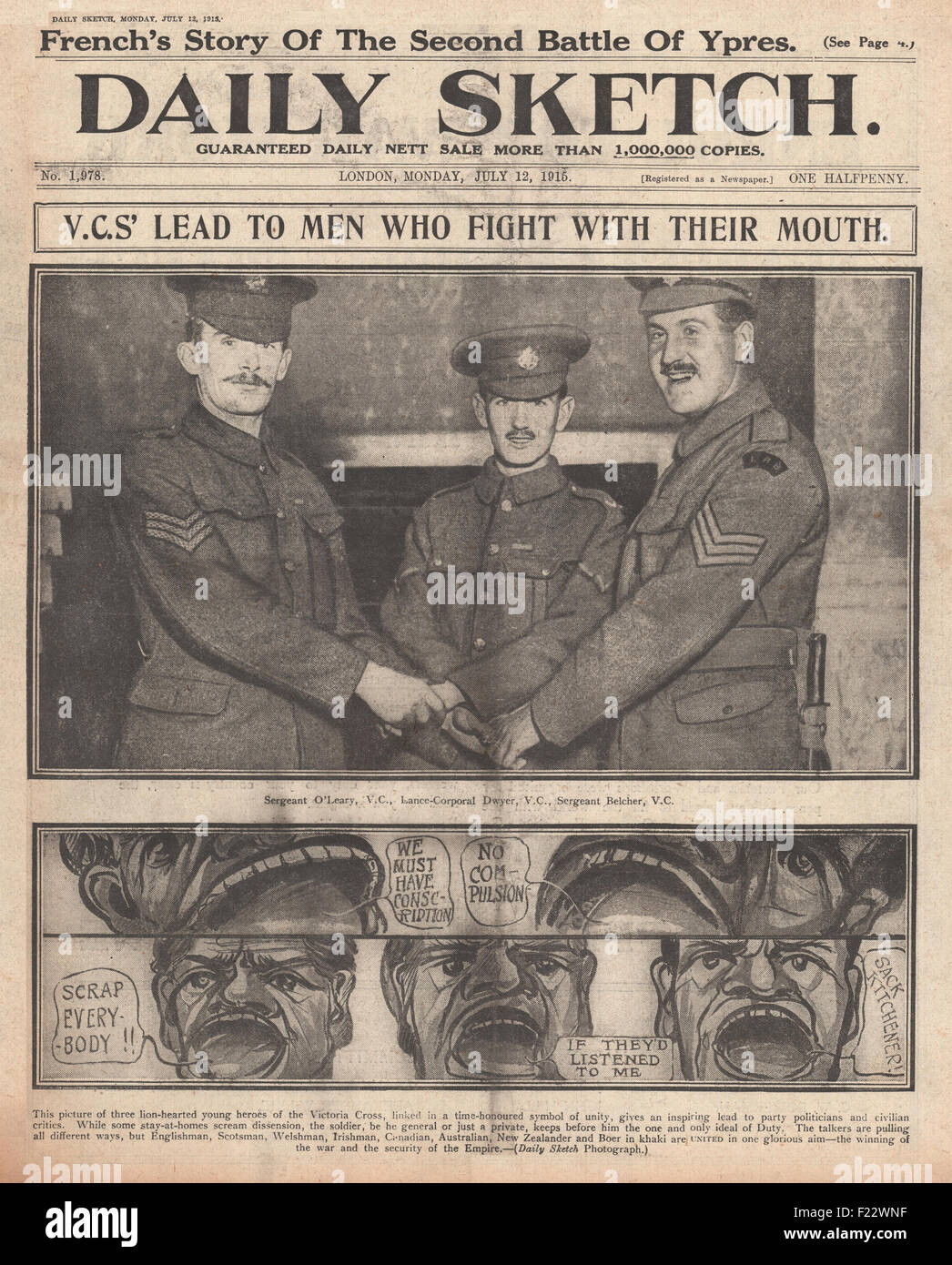 1915 Daily Sketch VC recipients Edward Dwyer, Douglas Belcher and ...