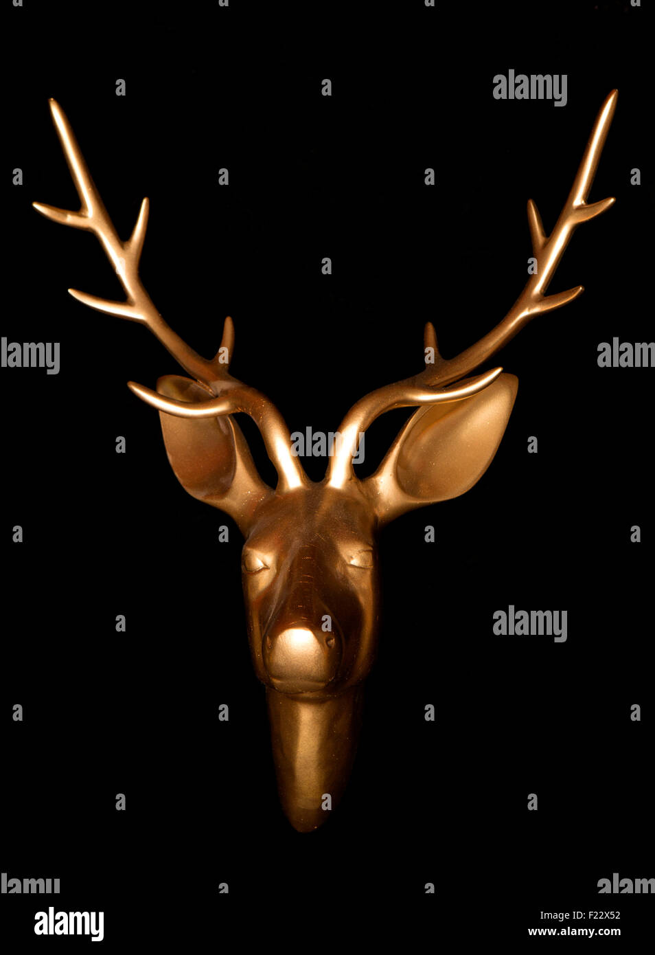 Stags head wall plaque on black background Stock Photo - Alamy