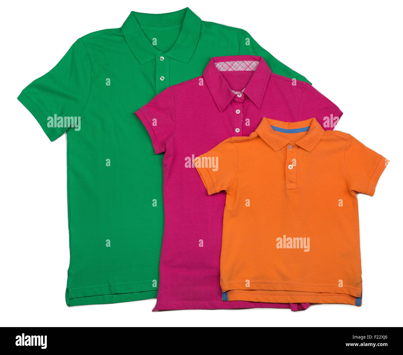 Three colored polo shirt. Isolate on white Stock Photo - Alamy