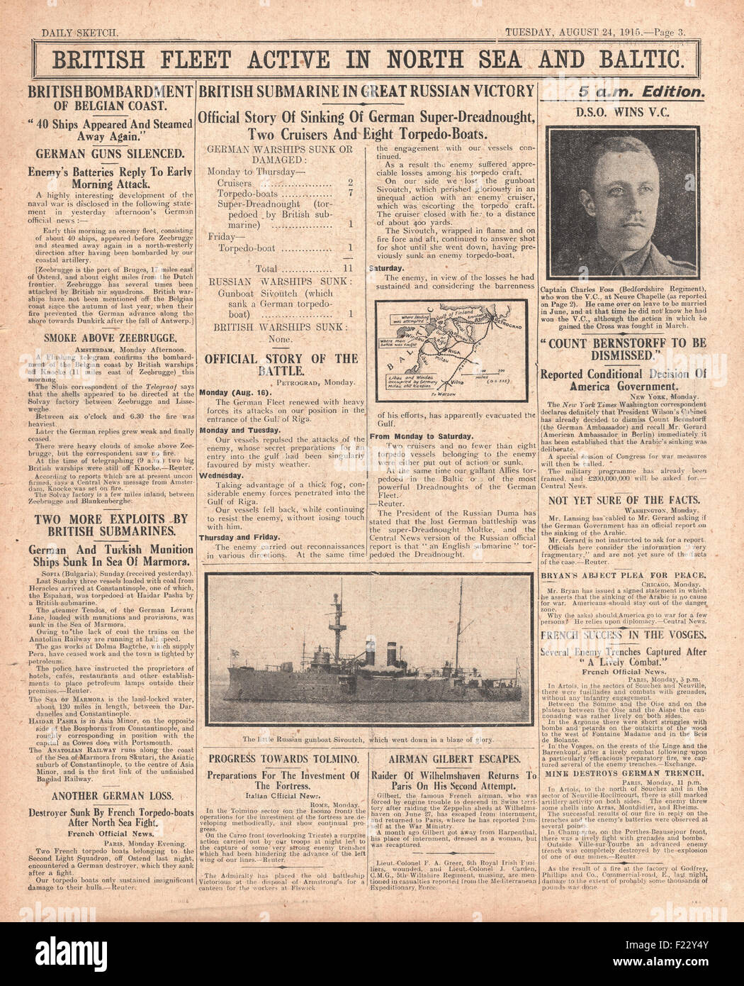 1915 Daily Sketch Battle of the Gulf of Riga Stock Photo - Alamy