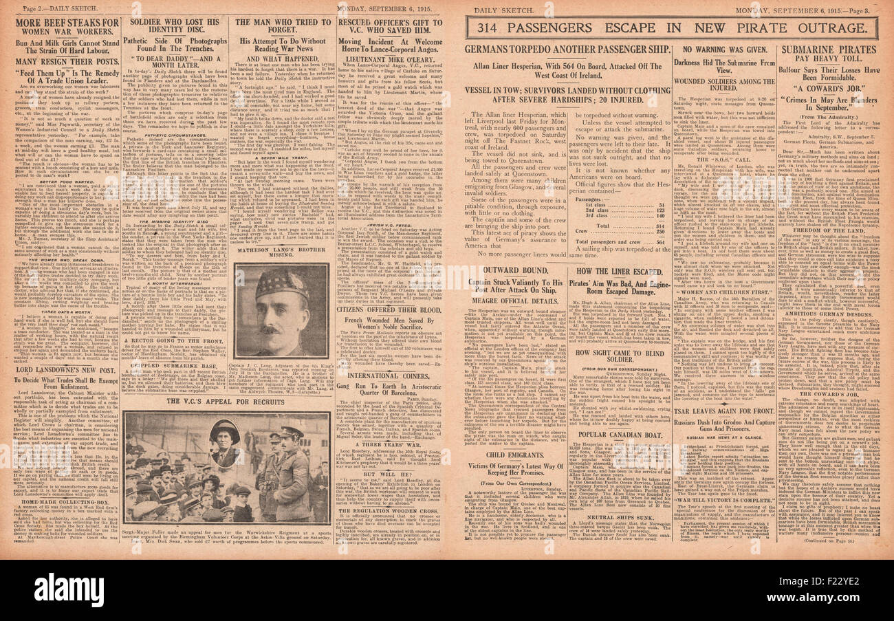 1915 Daily Sketch William Angus VC receives Hero's Welcome in Carluke ...