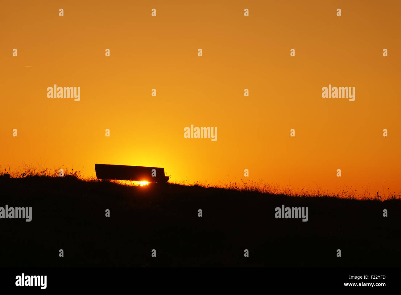 stone bench at the sunset Stock Photo - Alamy