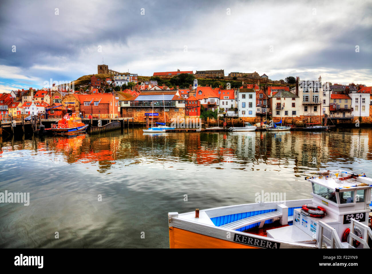 Whitby Town UK harbour harbor homes coast coastal sea seaside church ...