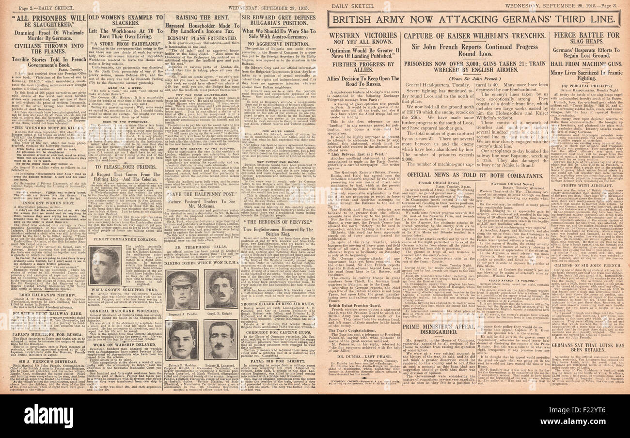 1915 Daily Sketch Allies advance on Western Front Stock Photo - Alamy