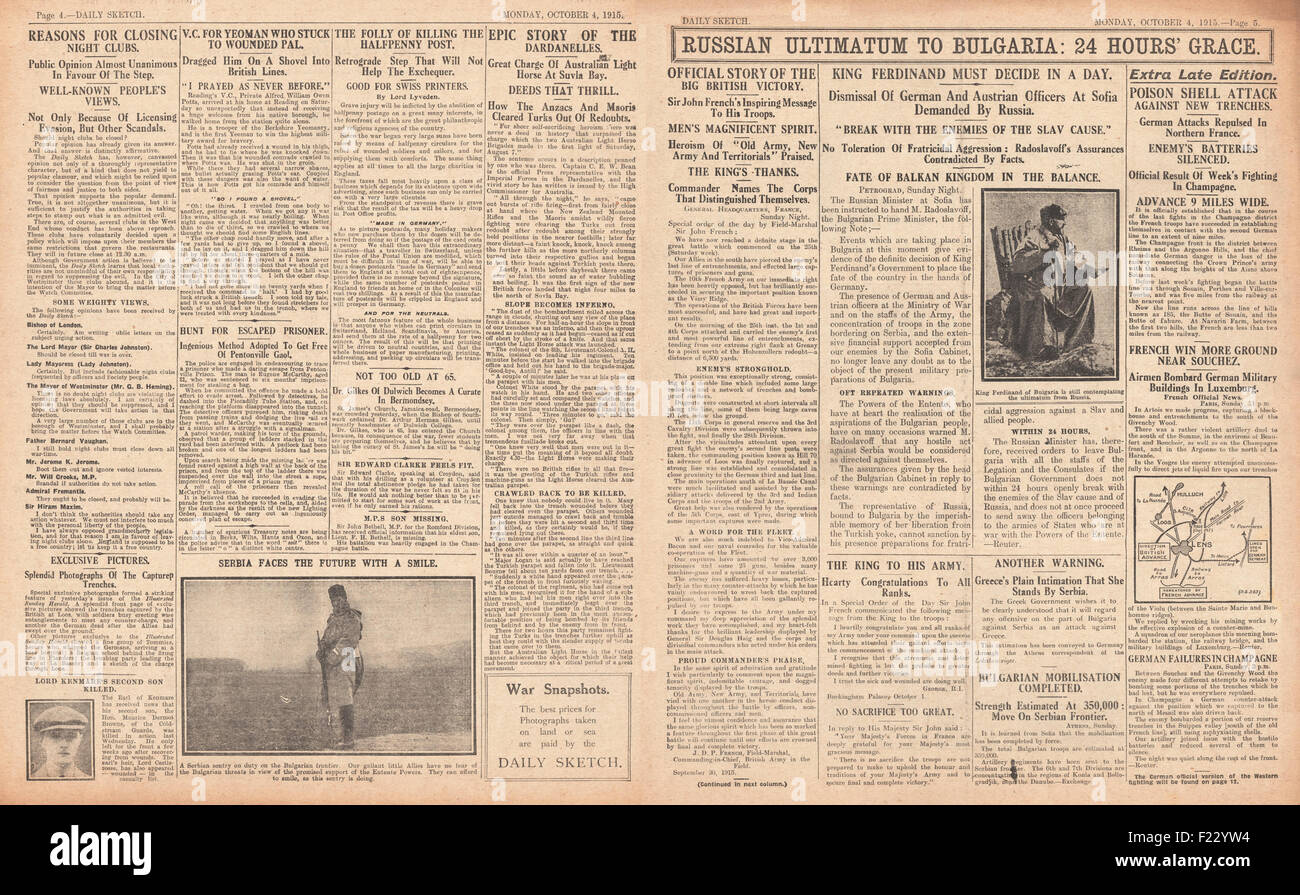 1915 Daily Sketch Allies advance on the Western Front Stock Photo - Alamy