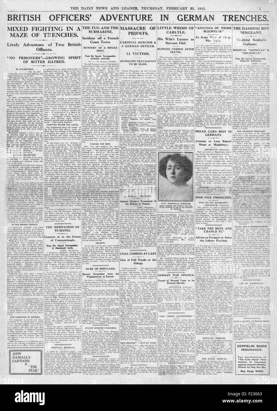 1915 Daily News and Leader Trench Warfare on Western Front Stock Photo ...