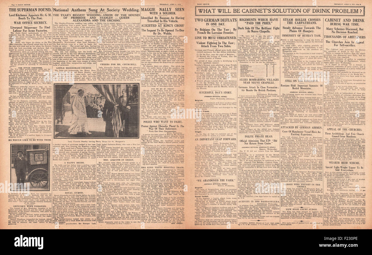 1915 Daily Sketch Wedding of MP Neil Primrose and Lady Victoria Stanley ...