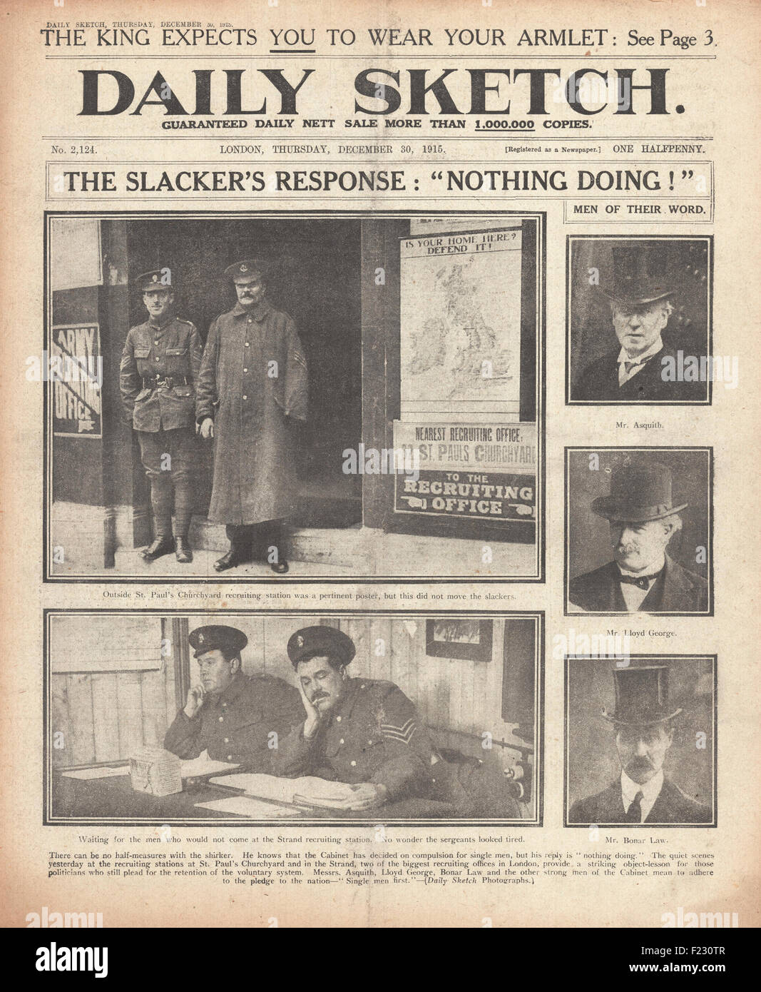 1915 Daily Sketch Criticism of 'slackers' Stock Photo - Alamy