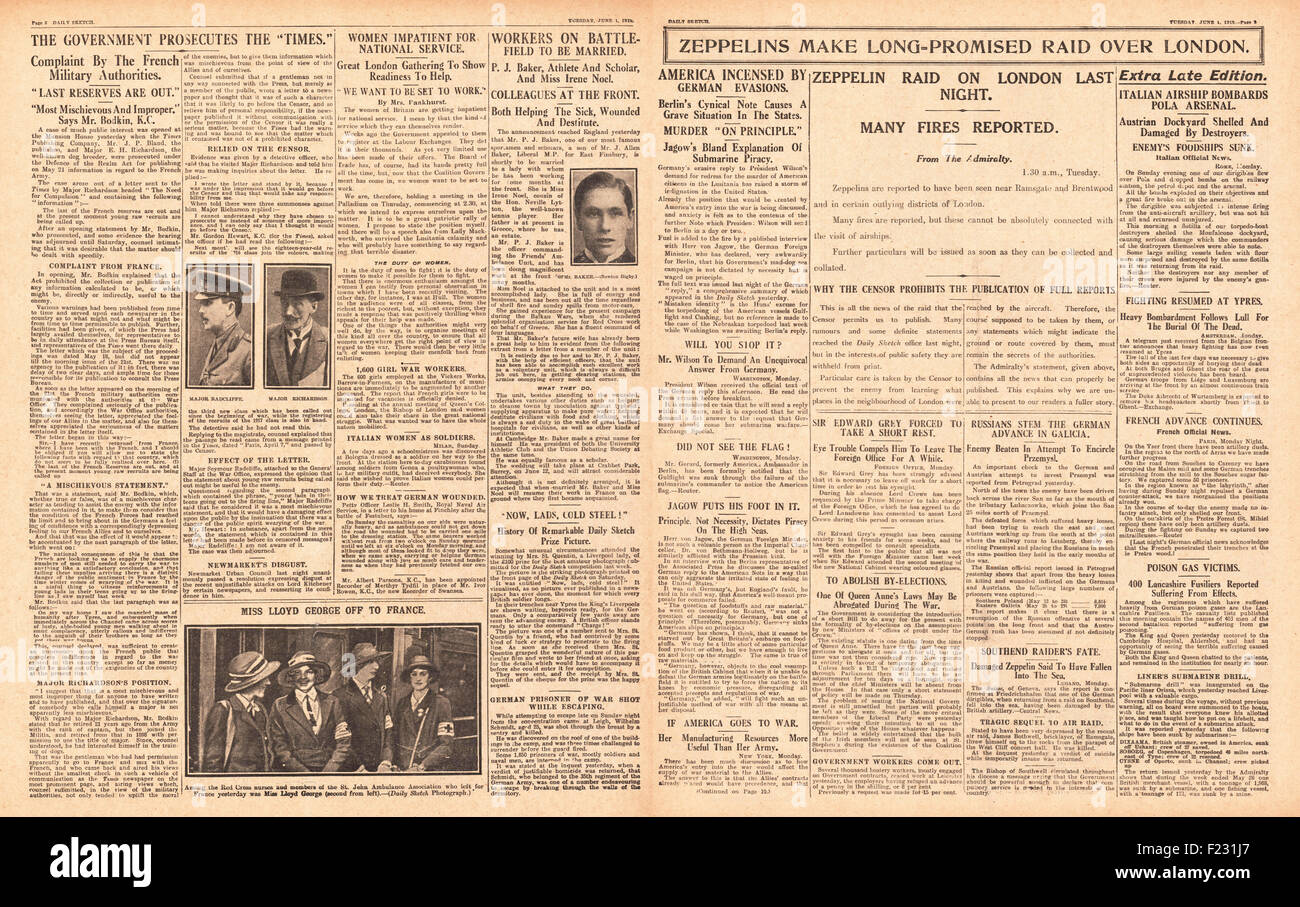 1915 Daily Sketch First Zeppelin Raid on London Stock Photo - Alamy