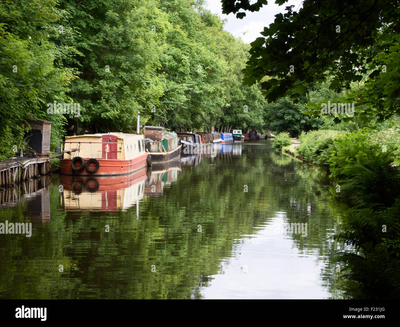 Canal Boats at Mayroyd Moorings in Hebden Bridge West Yorkshire England ...
