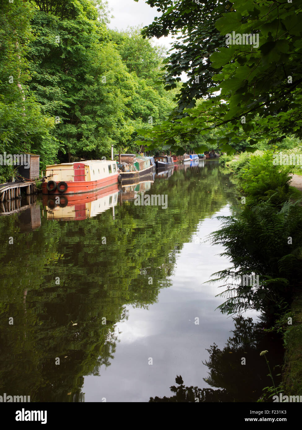 Canal Boats at Mayroyd Moorings in Hebden Bridge West Yorkshire England ...