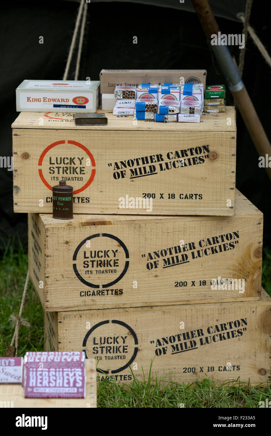 Ration Box of American Lucky Strike Tobacco Stock Photo - Alamy