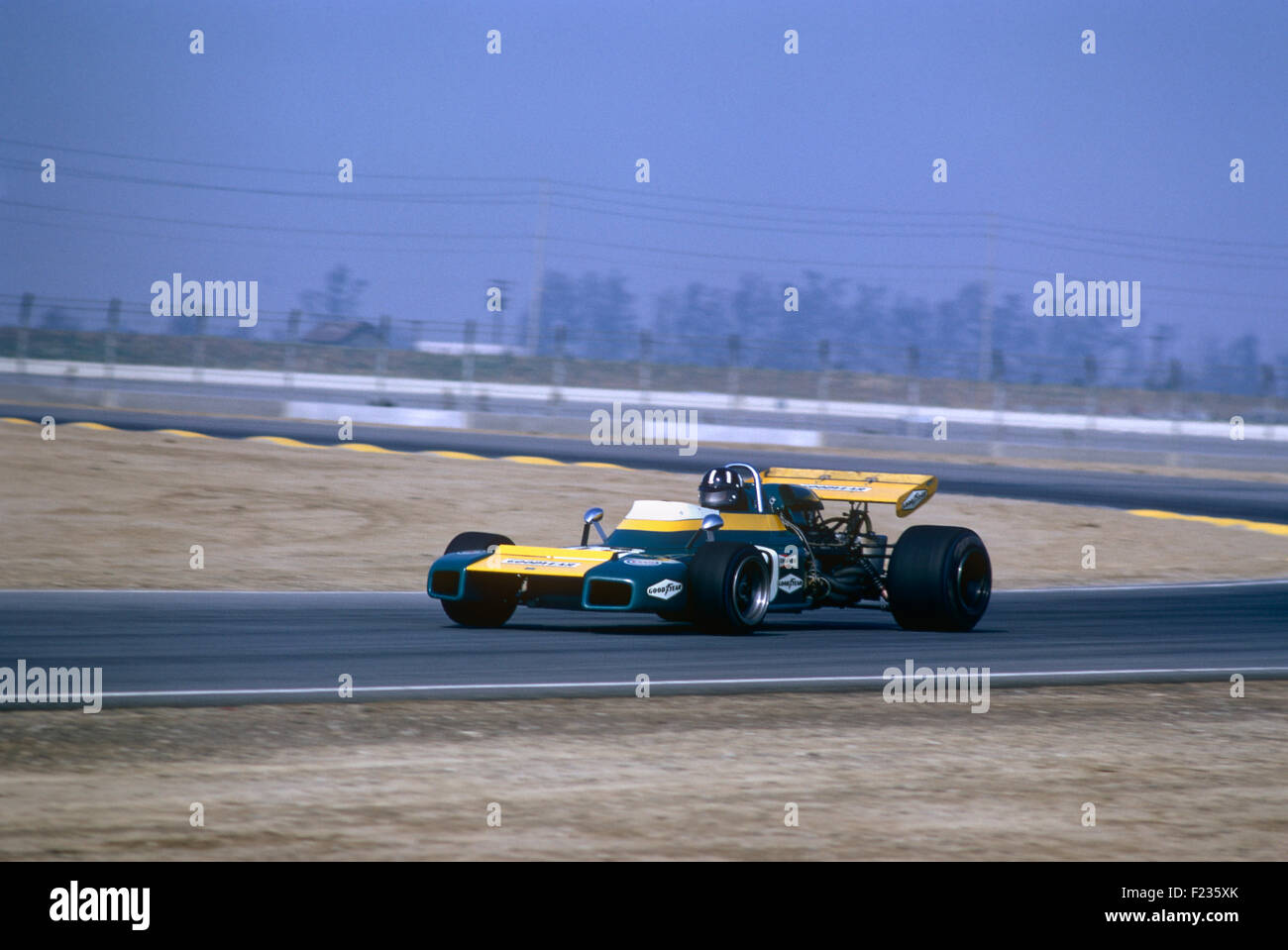 Graham Hill in the Lobster claw Brabham BT34, testing at the Paul ...
