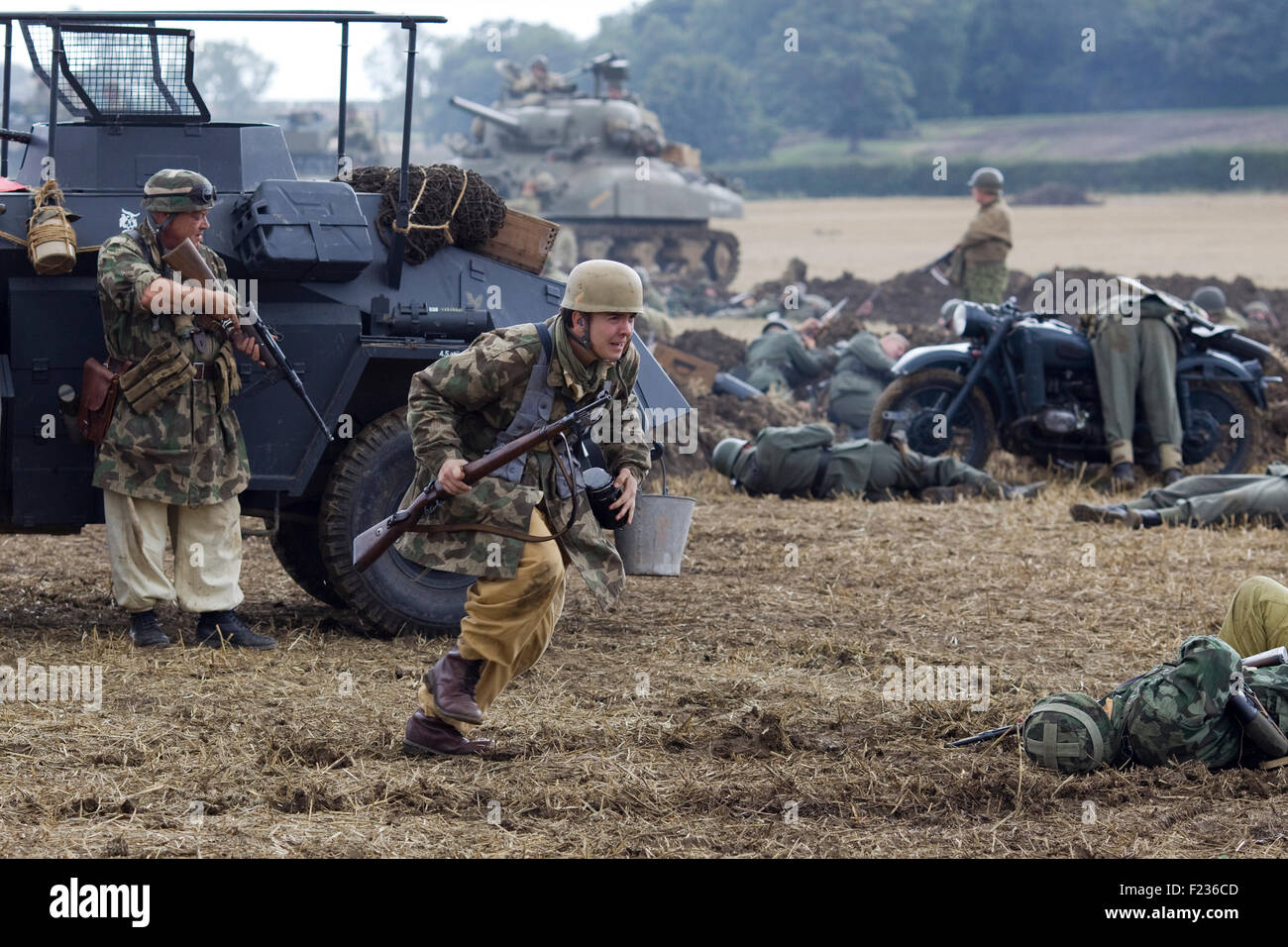 Running for cover while under fire on the Battlefield WW11 Stock Photo ...
