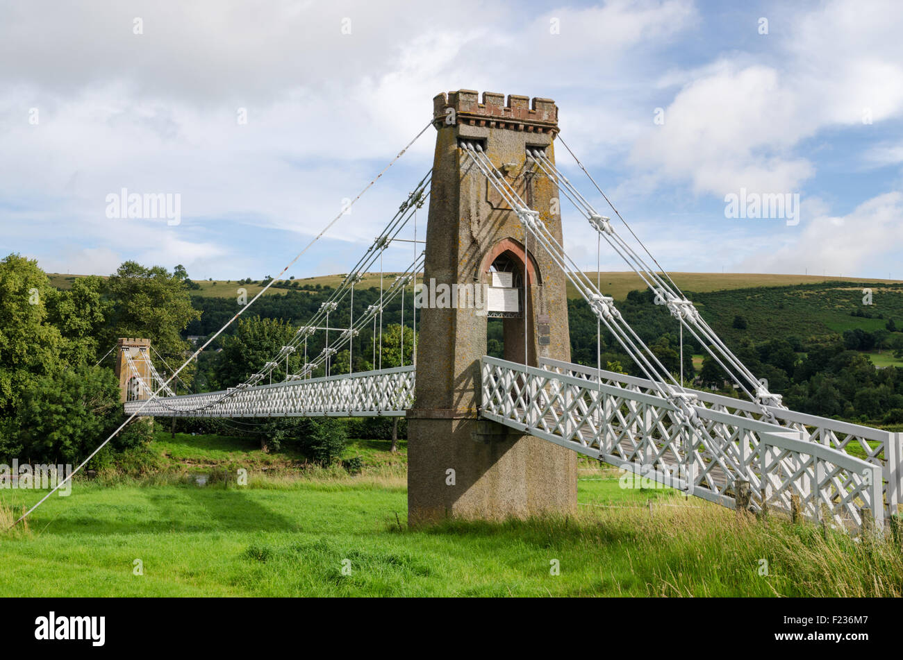Chainbridge, suspension bridge over the River Tweed, on the Southern ...