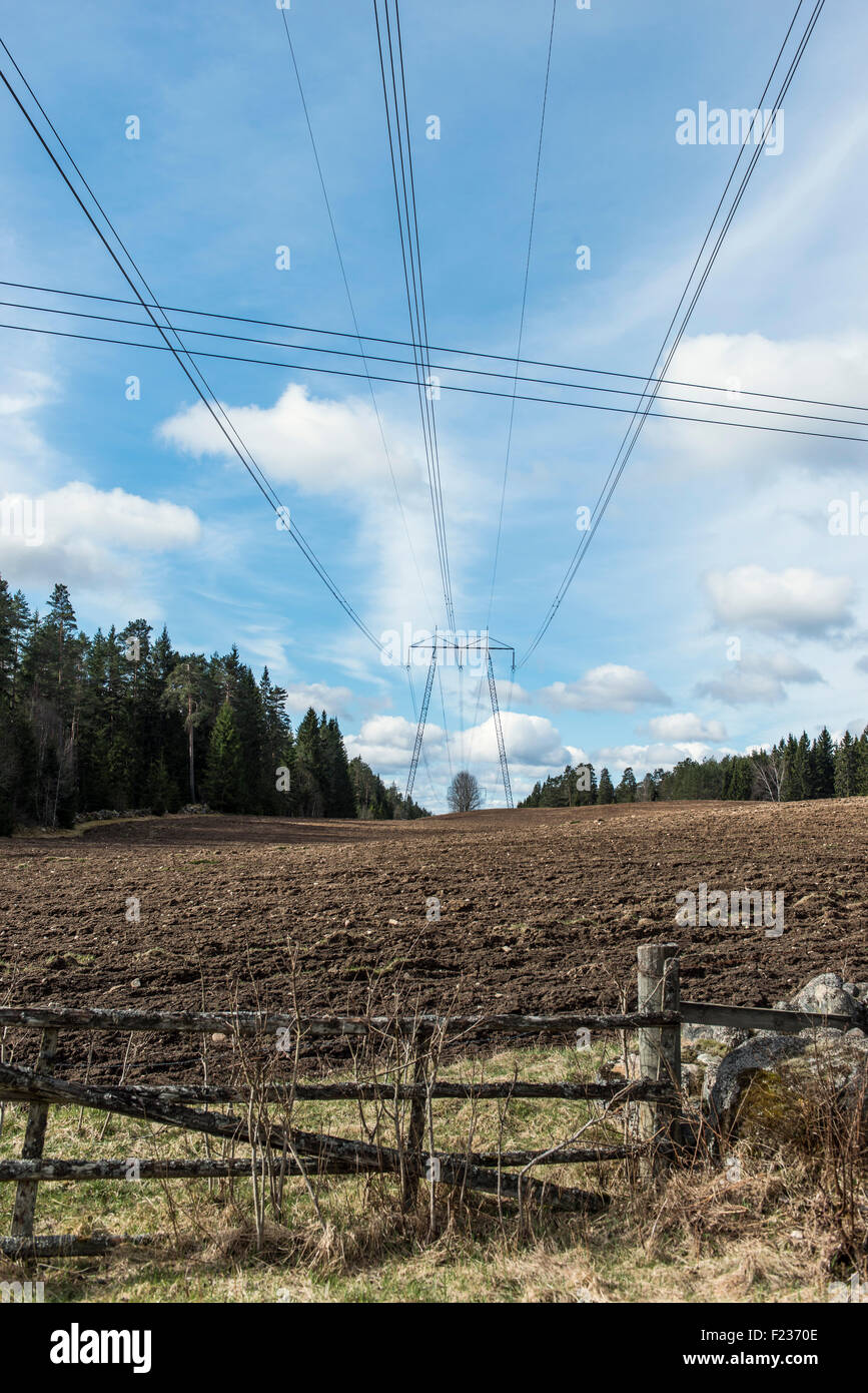 Crossing power lines Stock Photo - Alamy