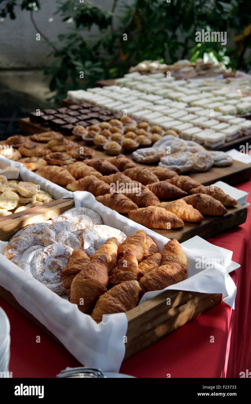 Breakfast presentation with croissants Stock Photo - Alamy