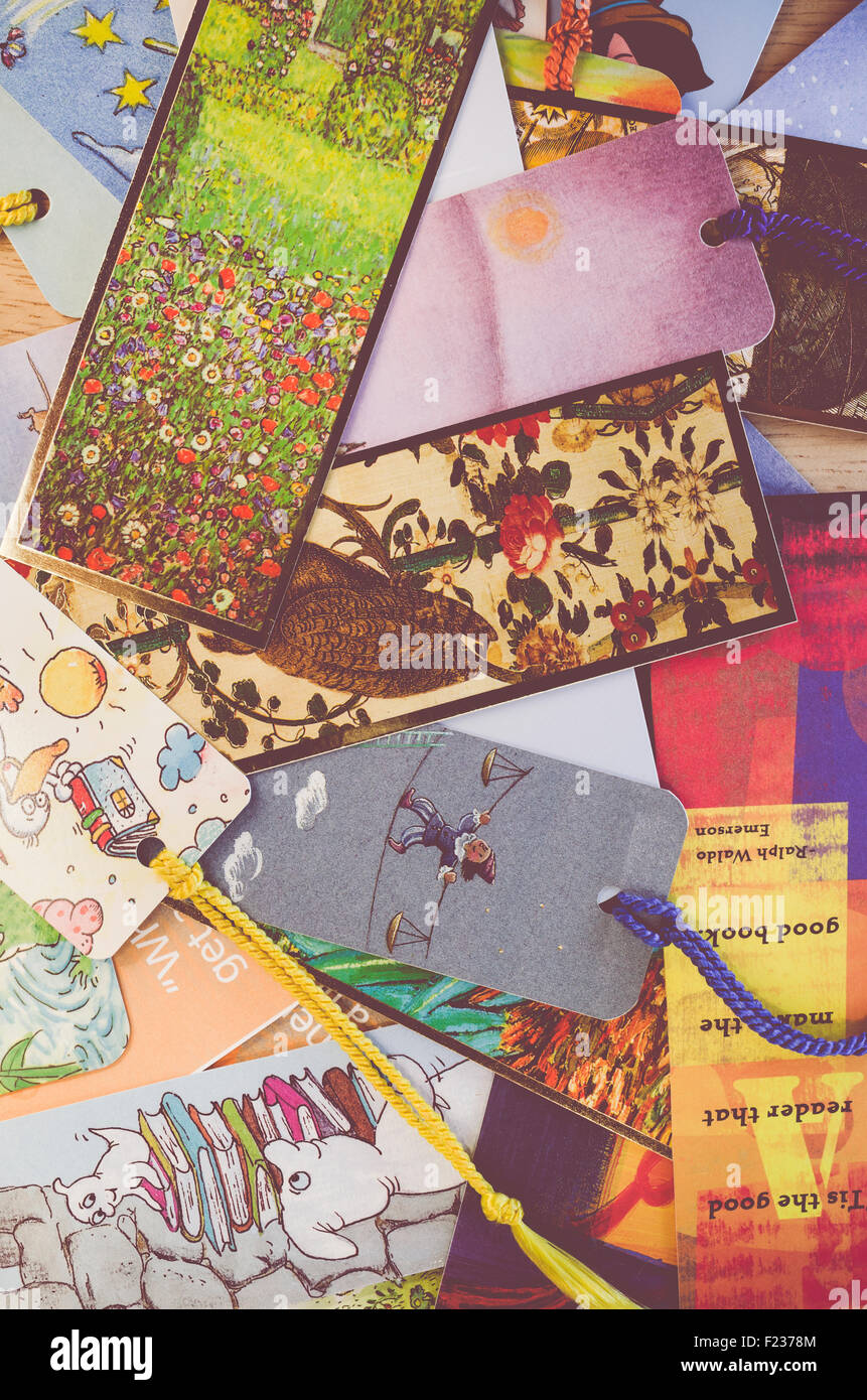 set of various bookmarks background Stock Photo - Alamy