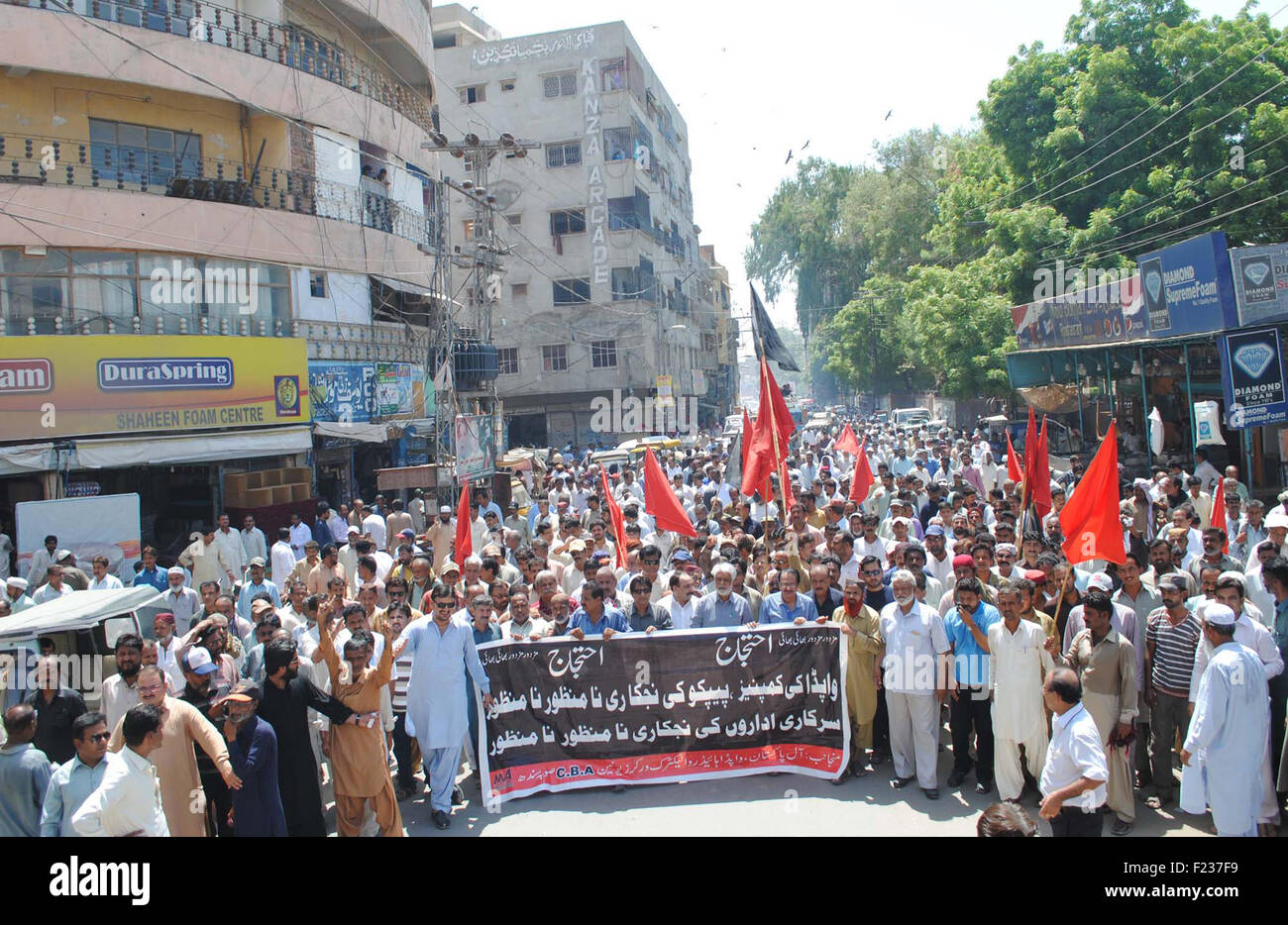 Members of All Pakistan WAPDA Hydro Electric Union Workers are holding ...