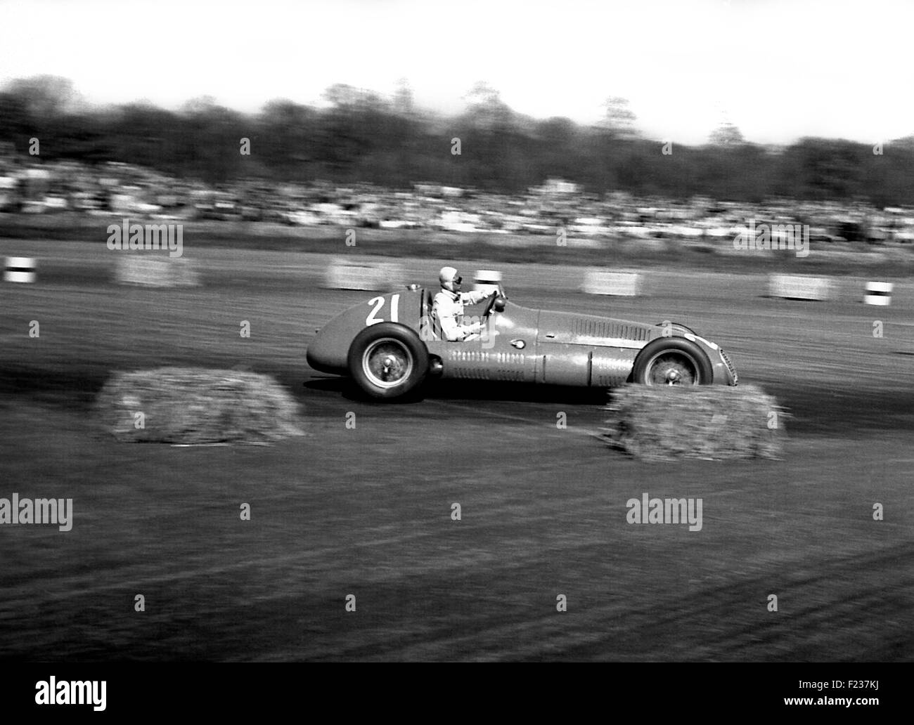 Prince Bira in a Maserati 4CLT at the British GP at Silverstone 1950 ...