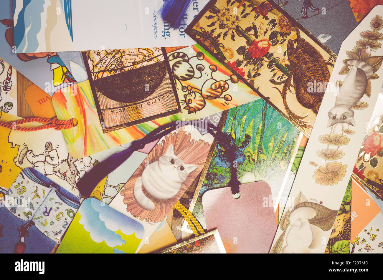 set of various bookmarks background Stock Photo - Alamy