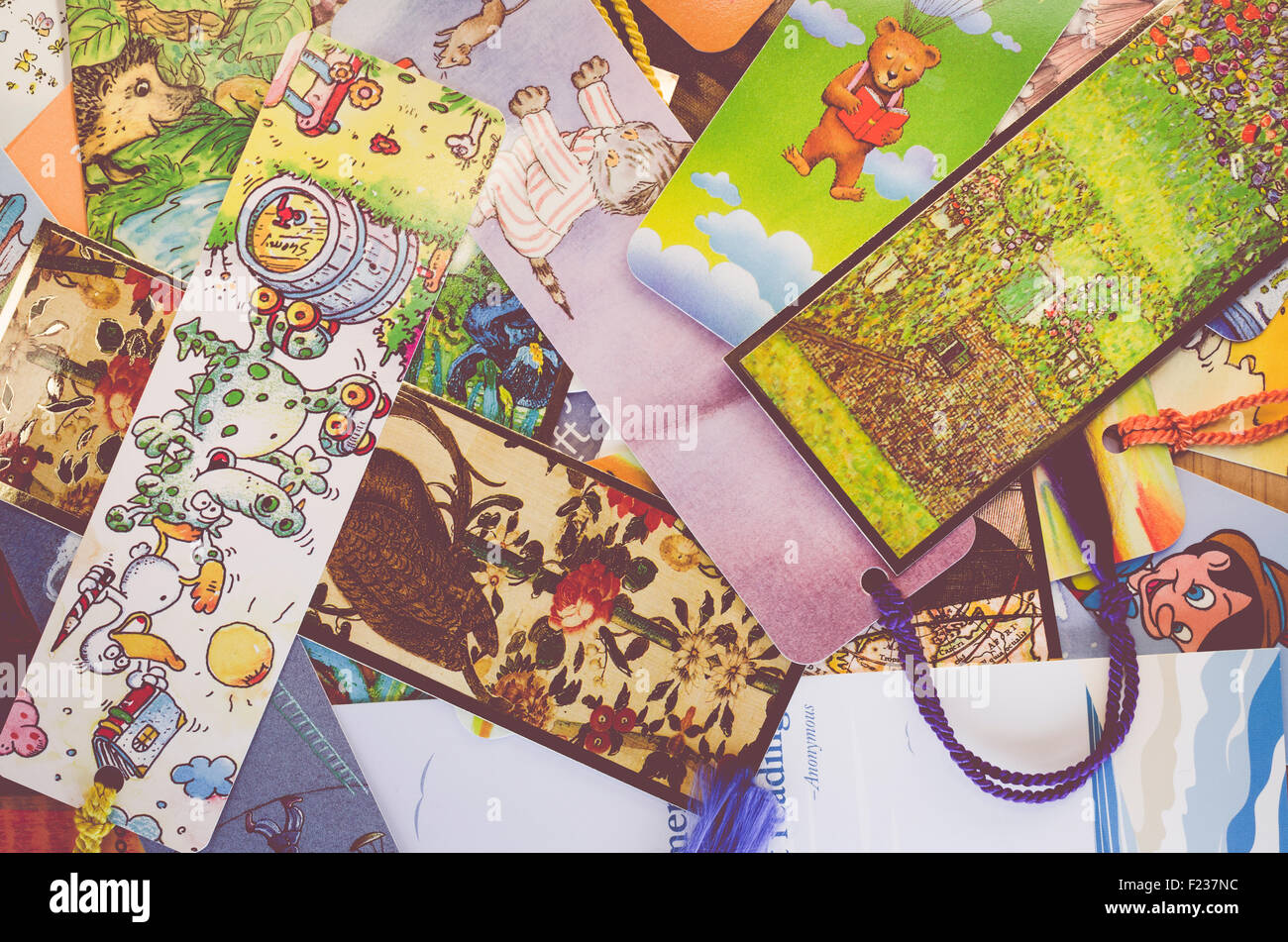 set of various bookmarks background Stock Photo - Alamy