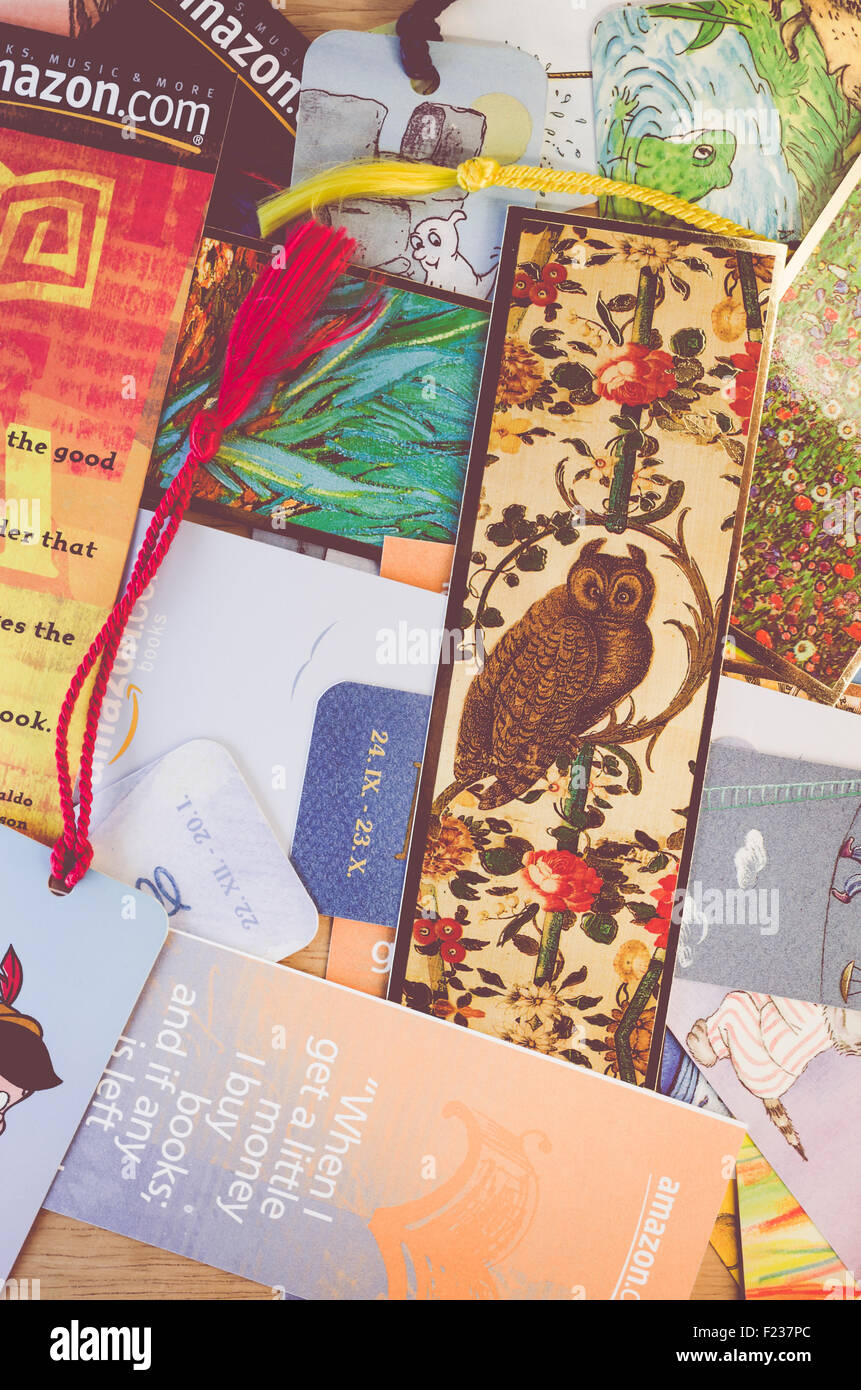 set of various bookmarks background Stock Photo - Alamy