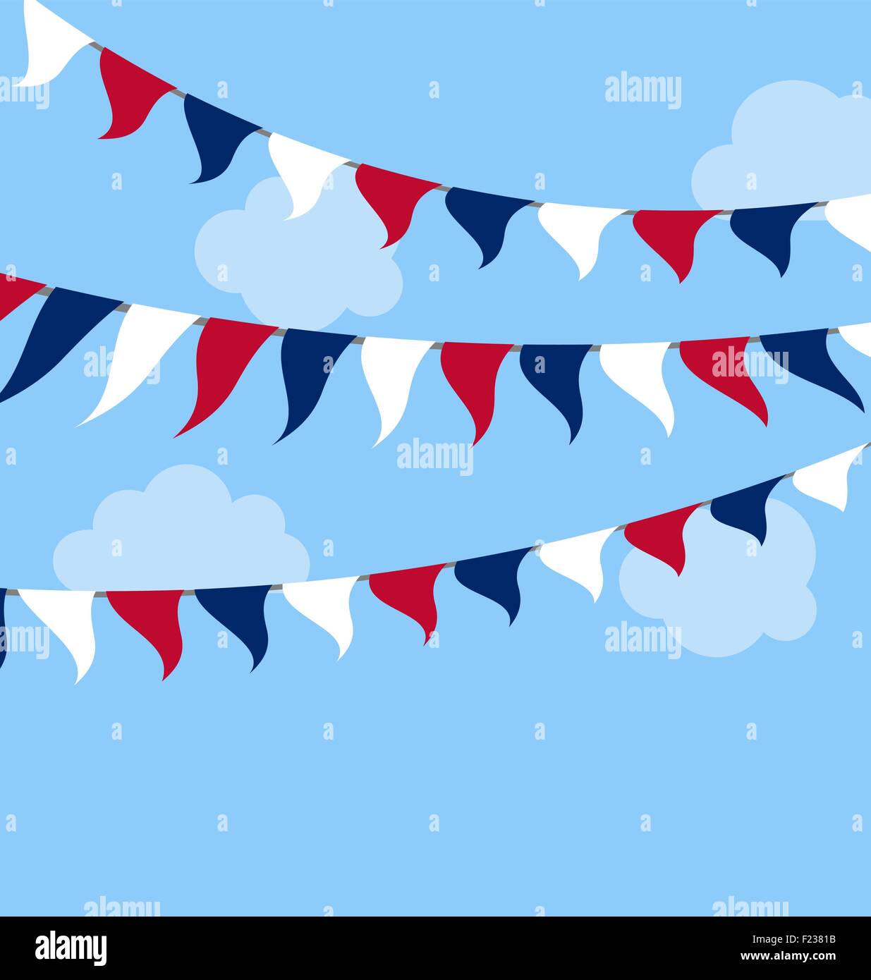 Flags USA Set Bunting Red White Blue for Celebration Stock Vector Image ...