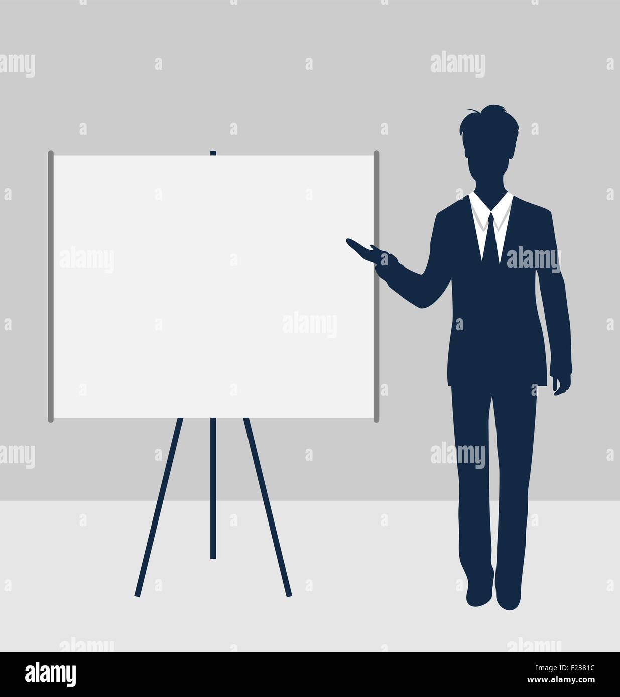 Lector stand near board presentation showing speak project brief Stock ...