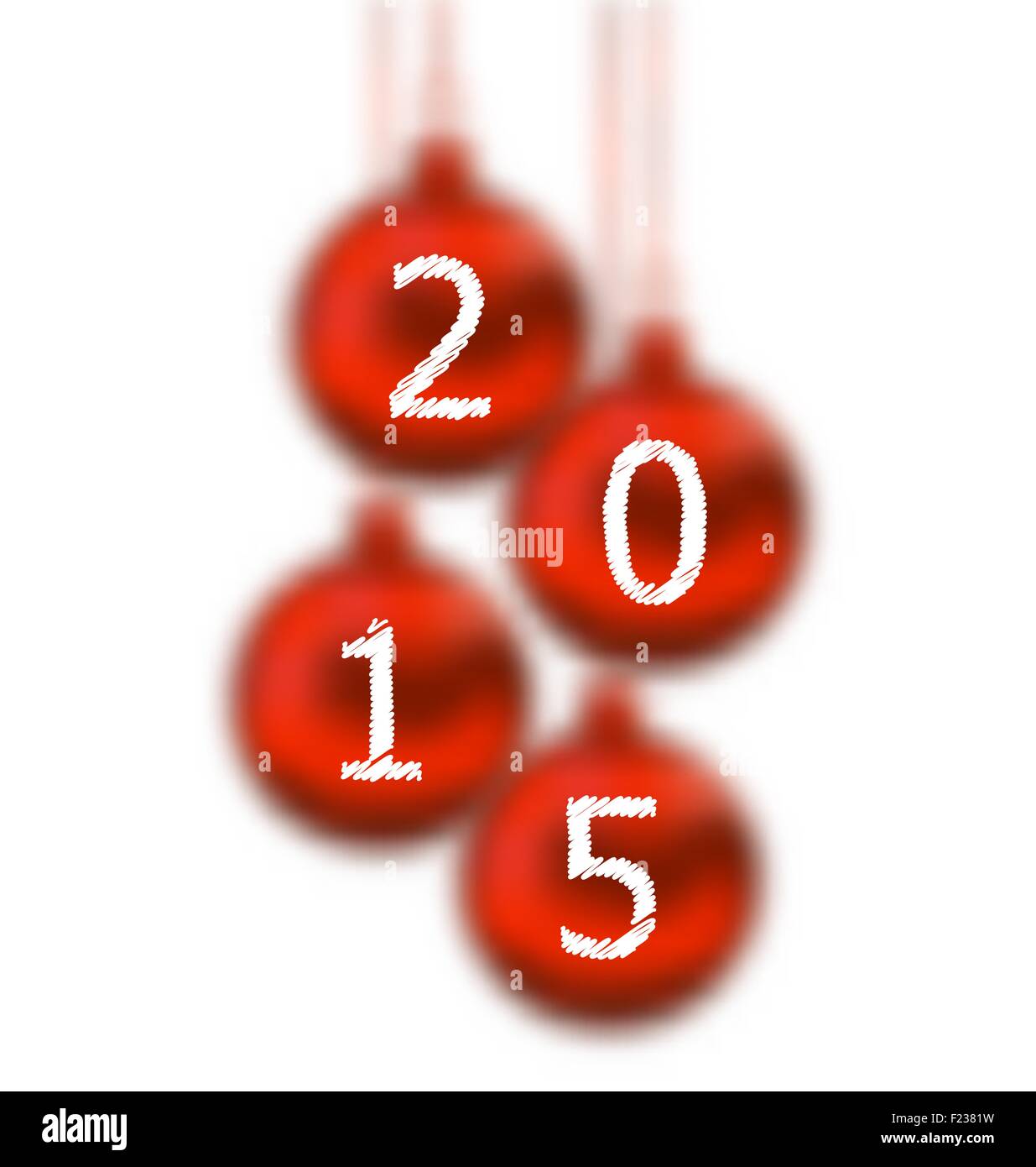 Happy new year 2015 in hanging glass ball on white background Stock ...