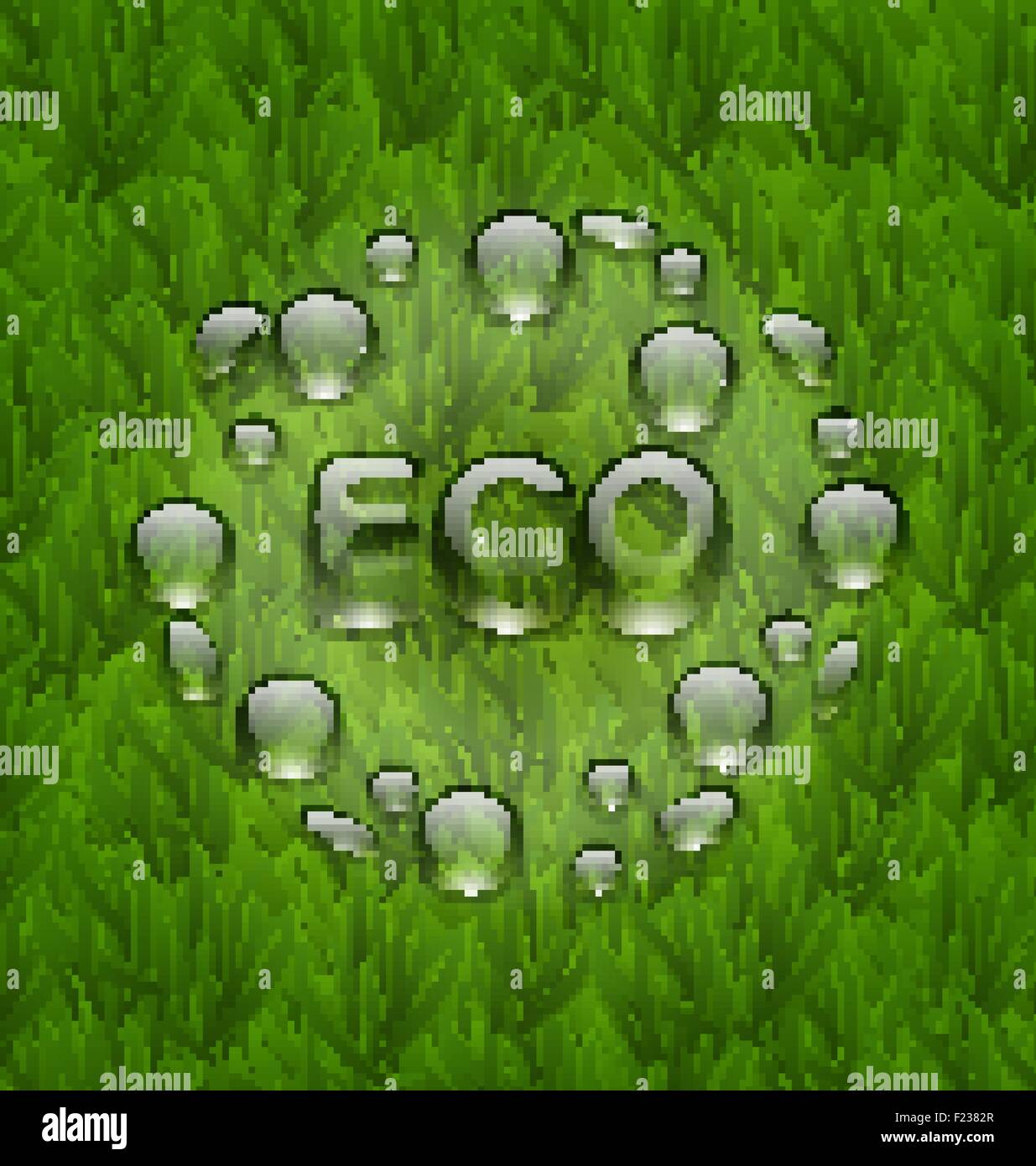 Eco friendly background with water drops on fresh green grass te Stock ...