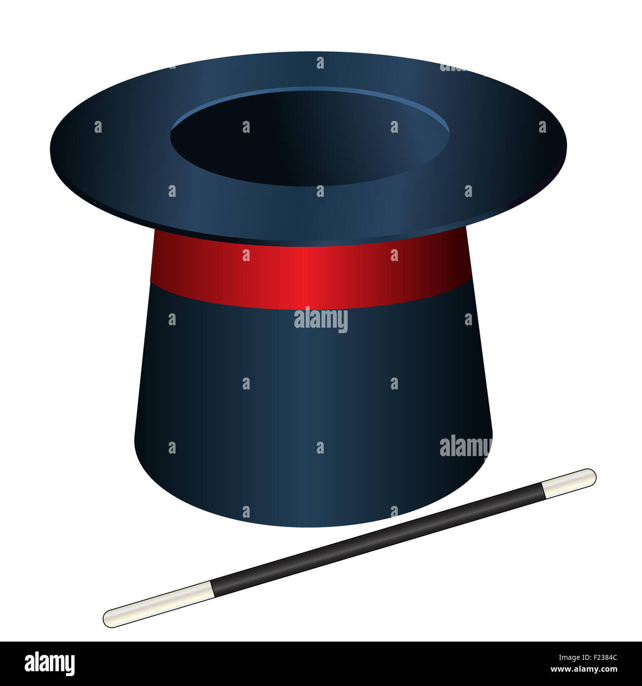 Vector magic hat cylinder with wand Stock Photo - Alamy