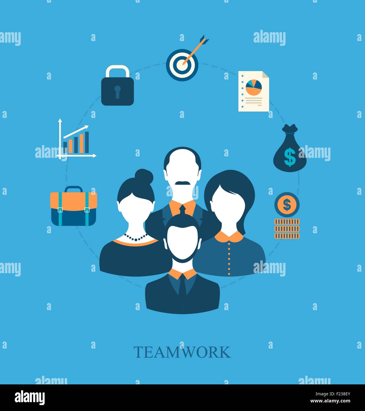 Concept of teamwork of business people leading, flat icons of bu Stock ...