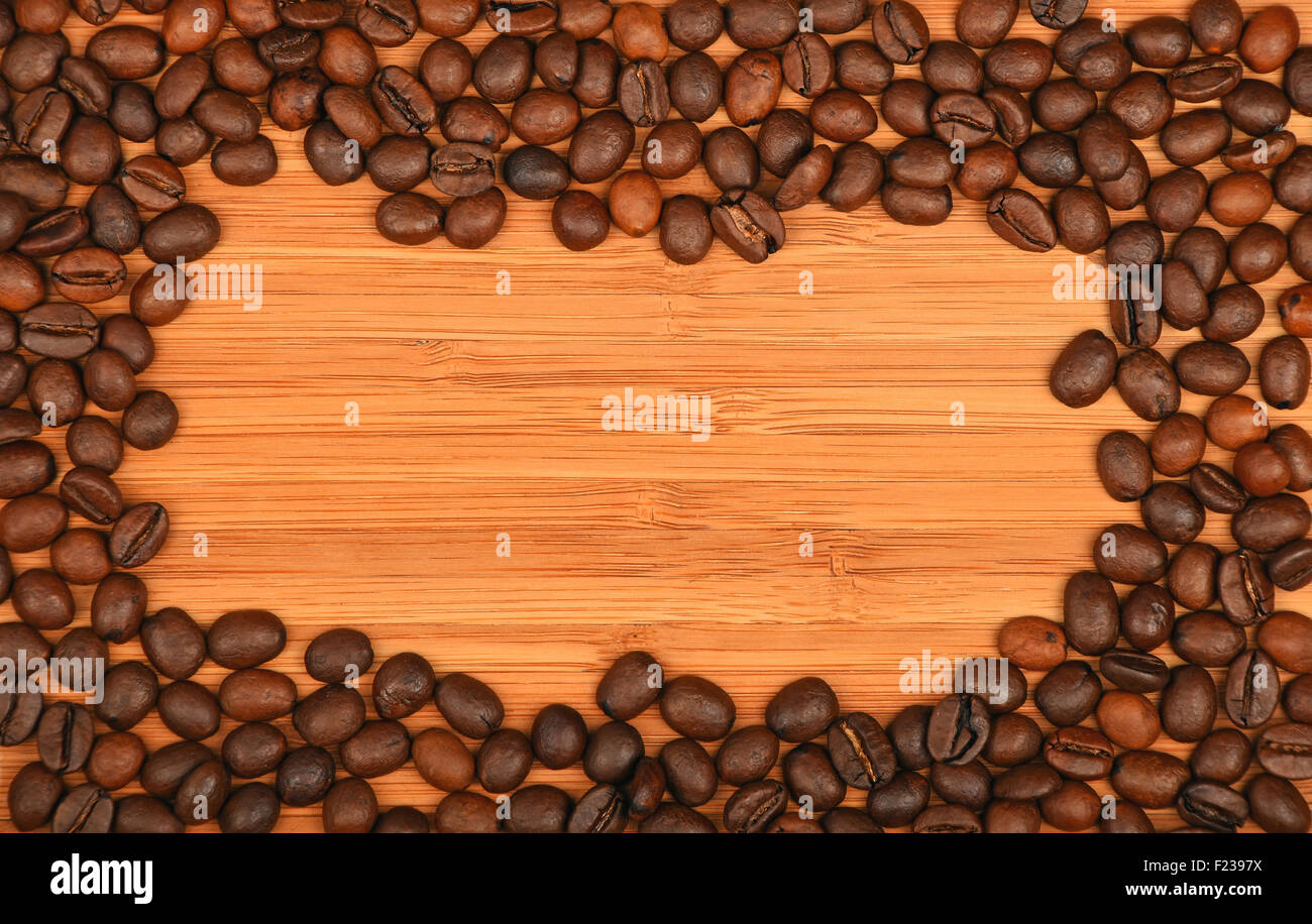 Roasted Arabica coffee espresso beans shape solid border frame over ...