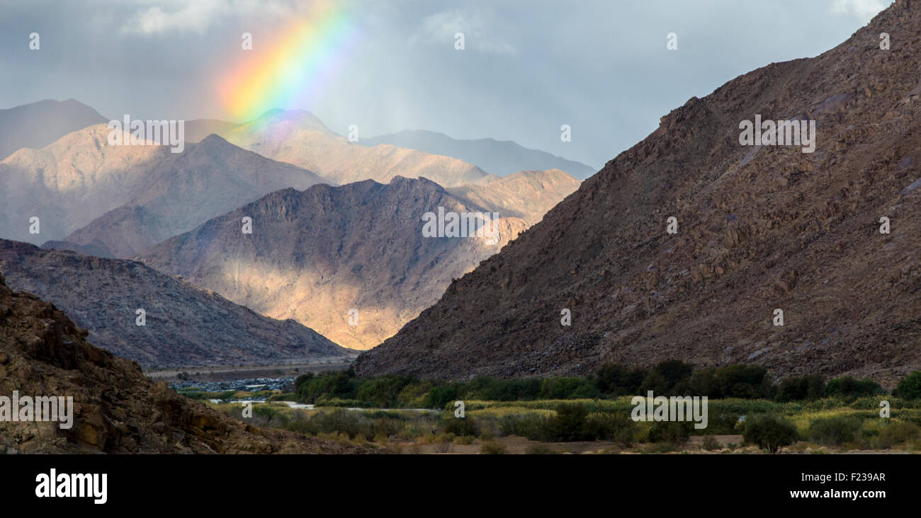 Richtersveld mountains with rainbow from Route C13, Namibia Stock Photo ...