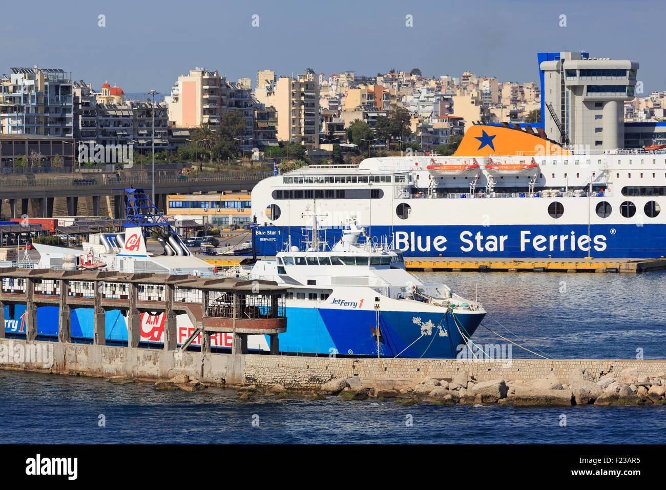 Ferry, Port of Piraeus, Athens, Attica Region, Greece, Europe Stock ...