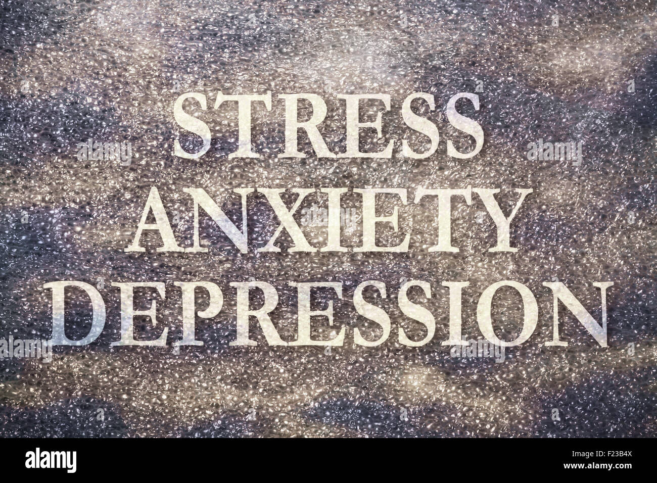 Text Stress Anxiety Depression written on dark background with texture ...