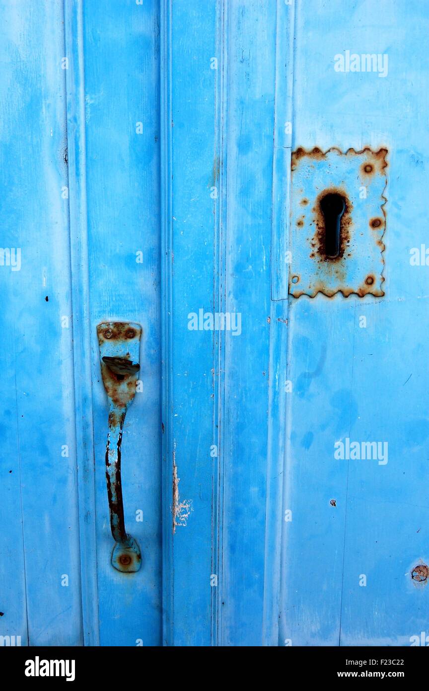 blue painted door in the village of Langada Amorgos Greece Stock Photo ...