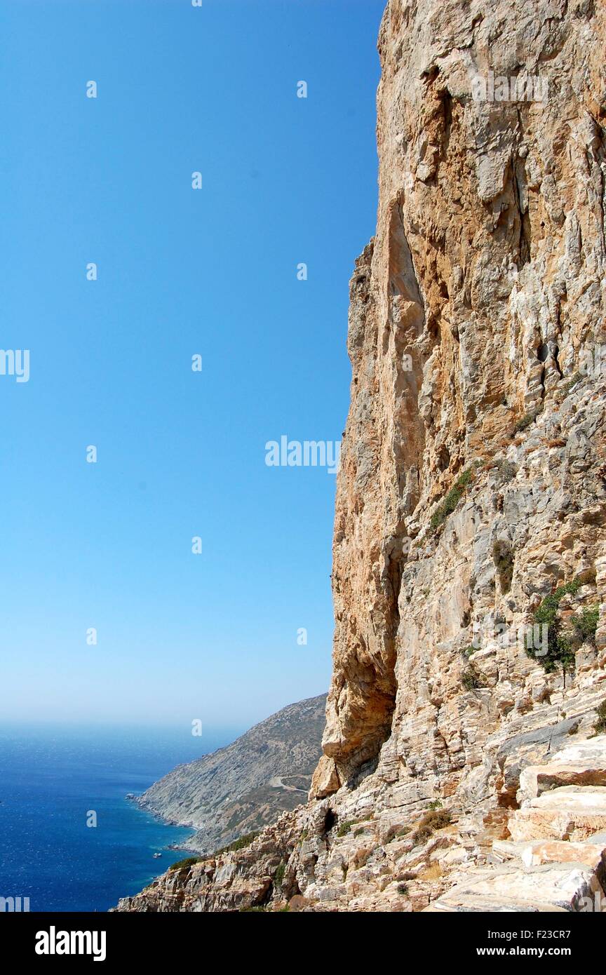 Cliffs on the island of Amorgos Greece Stock Photo - Alamy