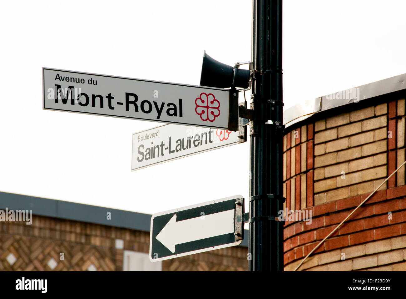 Saint Laurent & Mont Royal Street Signs - Montreal - Canada Stock Photo ...