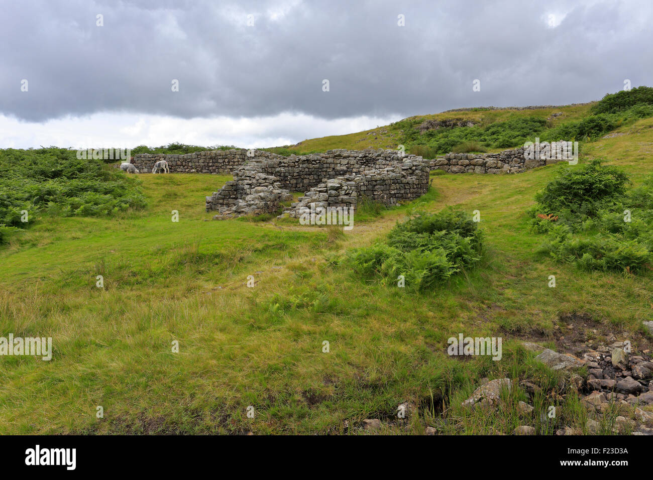 Stormy sky over the remains of Hardknott Roman Fort Mediobogdum ...