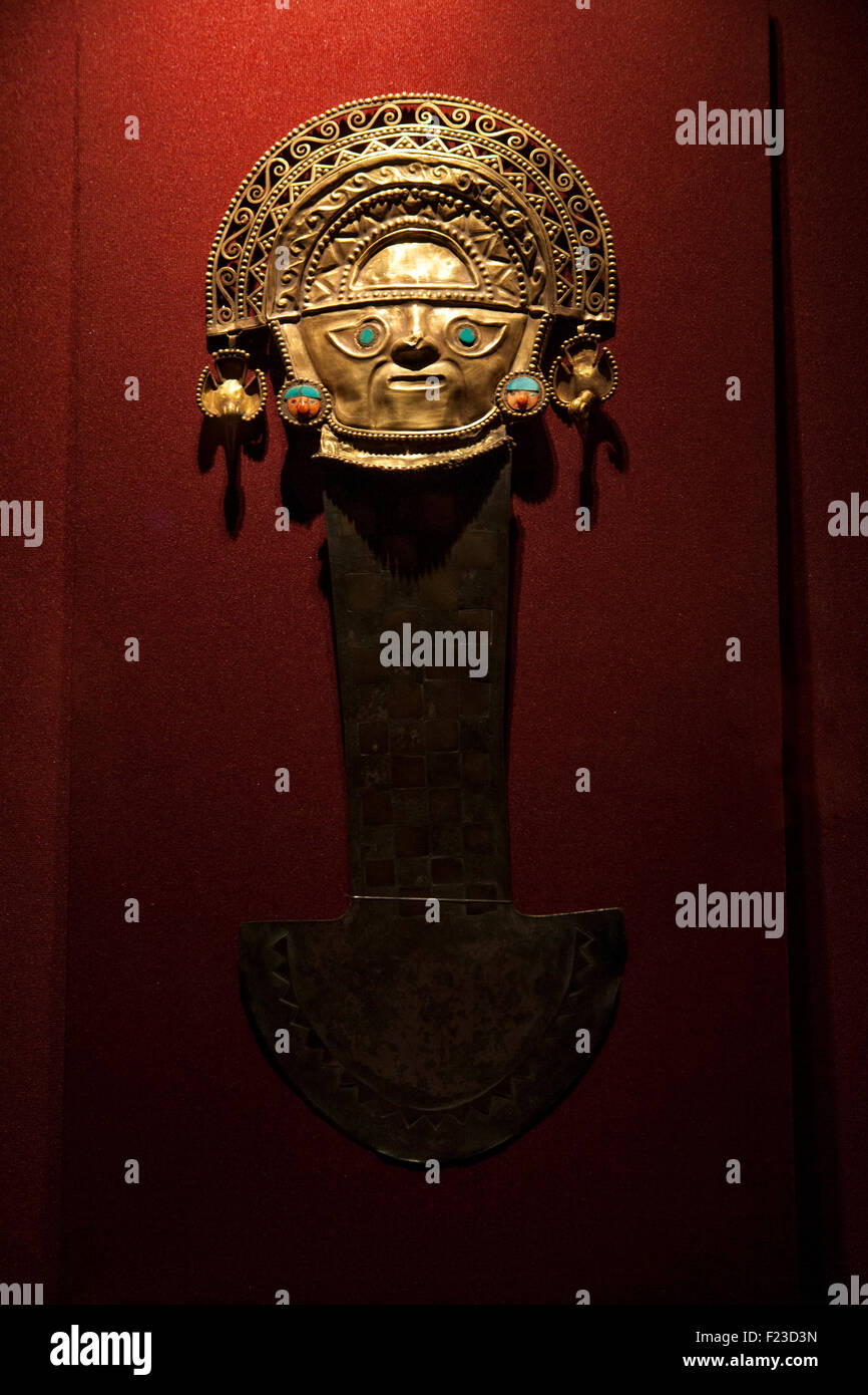 A ceremonial Incan mask. Museo del Banco Central de Reserva, Lima, Peru ...